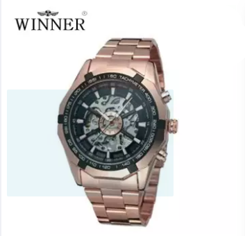 Winner Men’s Watch Mechanical Automatic Skeleton Stainless Steel Watch ...
